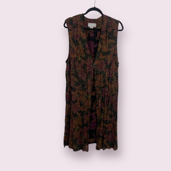 August Max | Tops | Vintage Waistcoat Floral Hipster Hippie Artsy Boho ...
